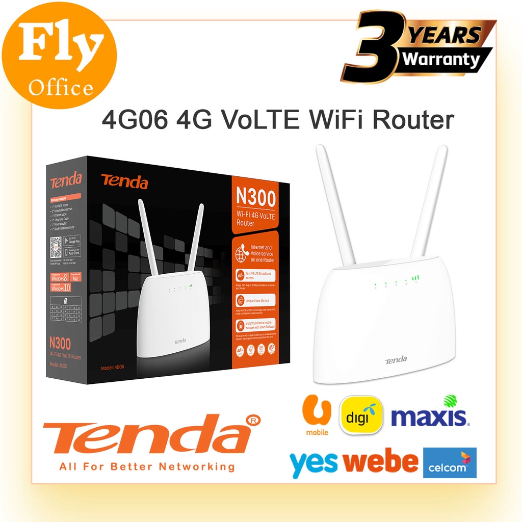 Tenda 4G06 4G LTE Wireless N300 Wifi Modem Router Sim Can Voice Call ...