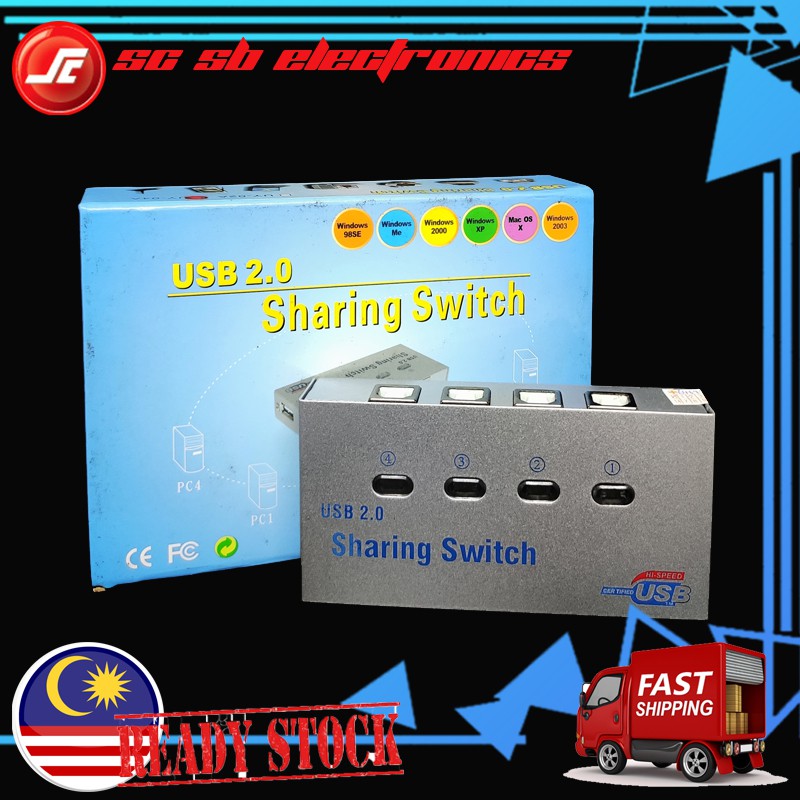 USB 2.0 AUTO/MANUAL SHARING SWITCH HUB 4 PORT ADAPTOR FOR PRINTER ...