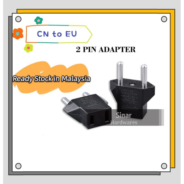 CN to EU 2 pin Adapter Flat to round pin Simple installation suitable ...
