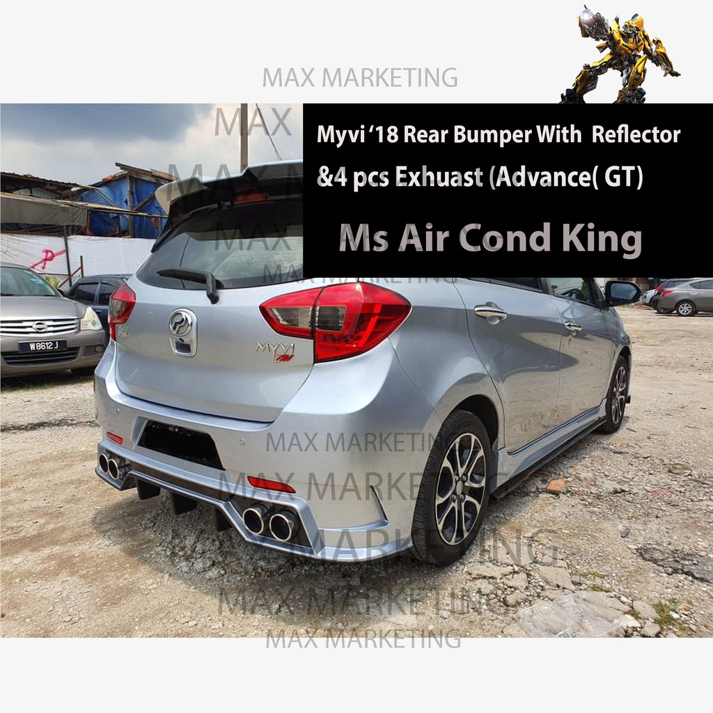 PERODUA MYVI '18 REAR BUMPER WITH REFLECTOR &4PCS EXHUAST (ADVANCE GT ...