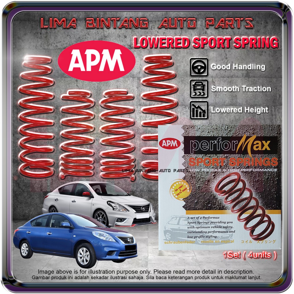 Nissan Almera N17 Sport Spring , Lower Coil Spring Apm Performax (2012 ...