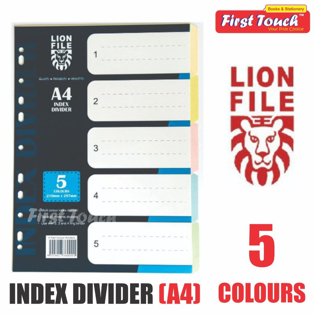 Lion A4 Index Divider 5 / 10 Colours (5set / pack) | Shopee Malaysia