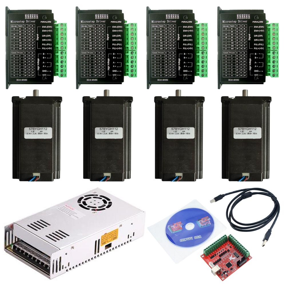 CNC Router 3 4 Axis kit 3A 3N.M Nema 23 425 Oz-in Stepper motor 57HS112 TB6600 driver+350W power ...