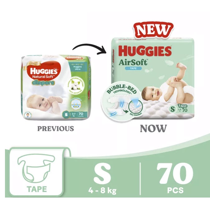 Loose Pack - Huggies AirSoft Tape Diapers Super Jumbo Pack - S (20 pcs ...