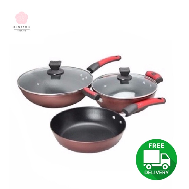SET COOKWARE PERIUK ALA TEFA L3 IN 1 + FREE 2 PENUTUP KACA HIGH QUALITY ...