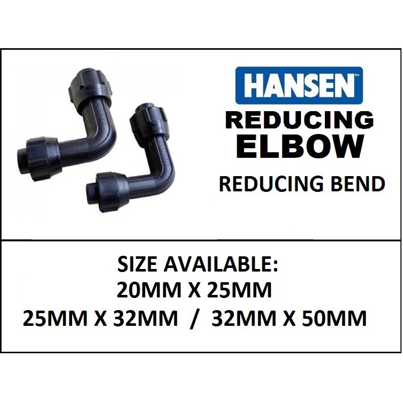 HANSEN REDUCING EQUAL BEND / REDUCING EQUAL ELBOW X 90 DEGREE / POLY ...
