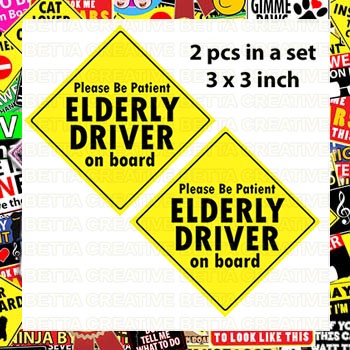Elderly Driver - Car Sticker / Bumper Sticker / Motor Sticker / Stiker ...