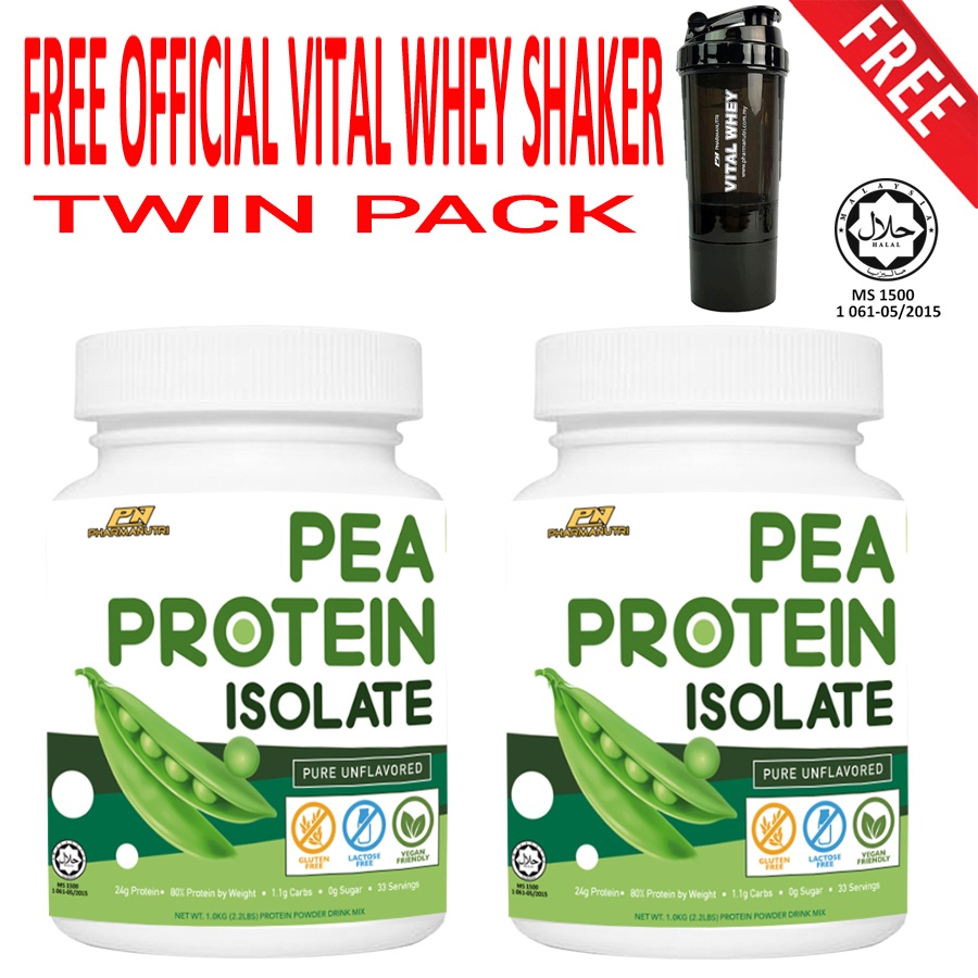 Twin Pack Pea Protein Isolate 1kg, 33 ser(Unflavor) 80% Protein By ...