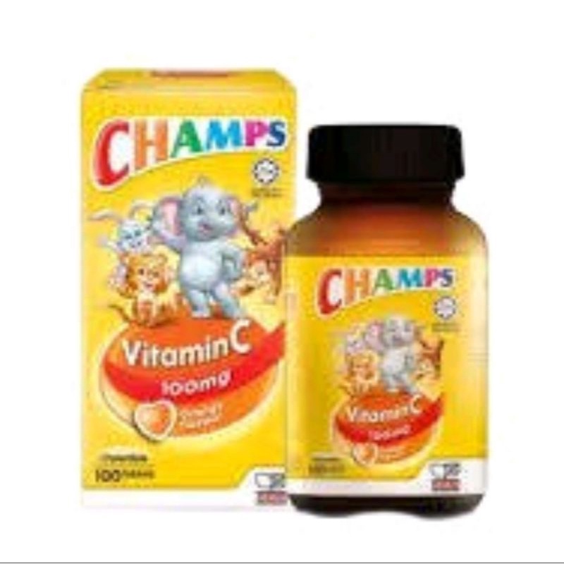 CHAMPS Vitamin C 100mg Tablet Kunyah 100's Perisa : Oren (Exp date : 8/ ...