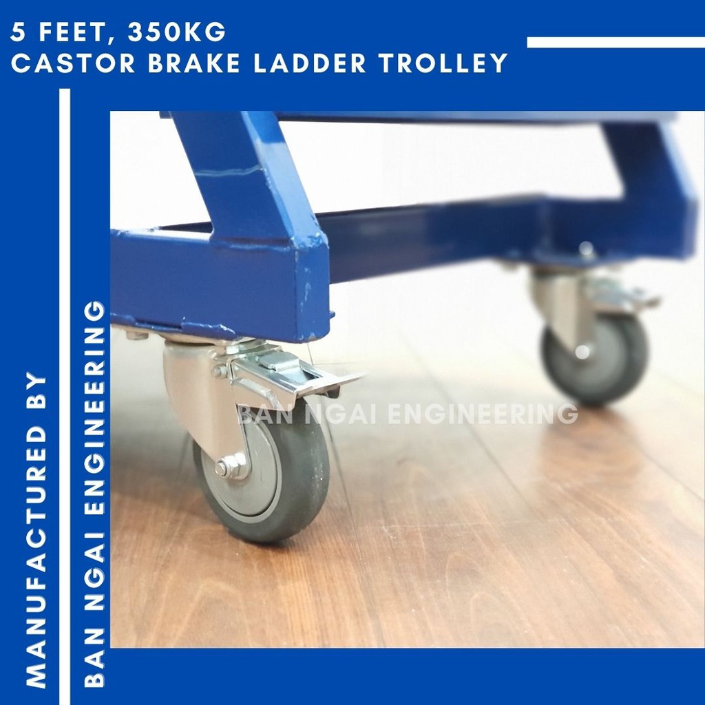 SUMO 5 Feet Fully Welded Castor Braked 2 in 1 Platform Ladder Trolley ...
