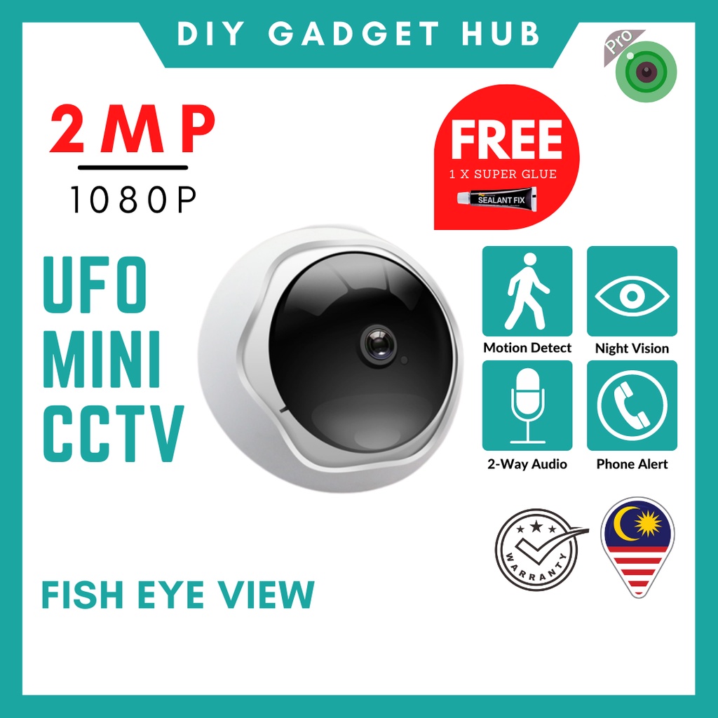 CCTV Camera Wifi Wireless Home Security UFO 2MP 4MP ICSee Night Vision ...