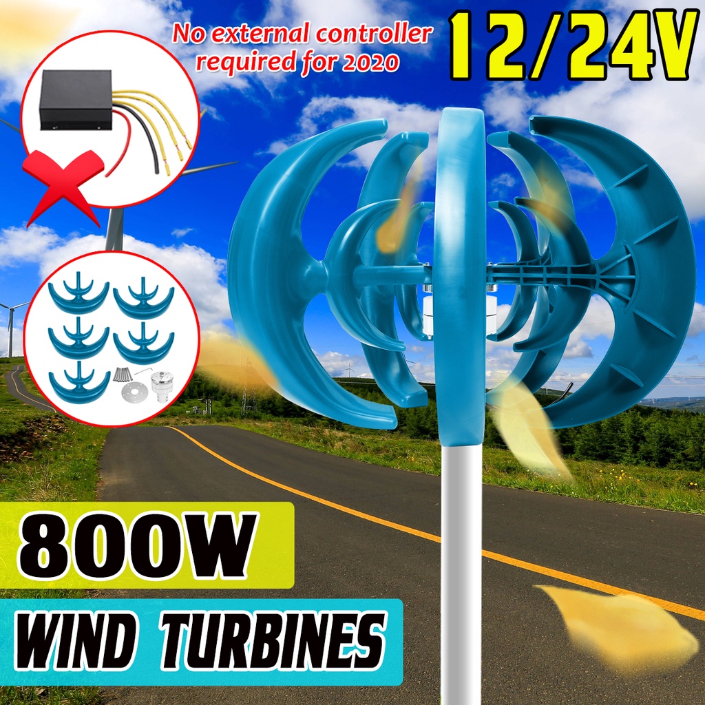 800W Wind Turbine With 5 Blades Lantern Vertical Axis Wind Turbine ...