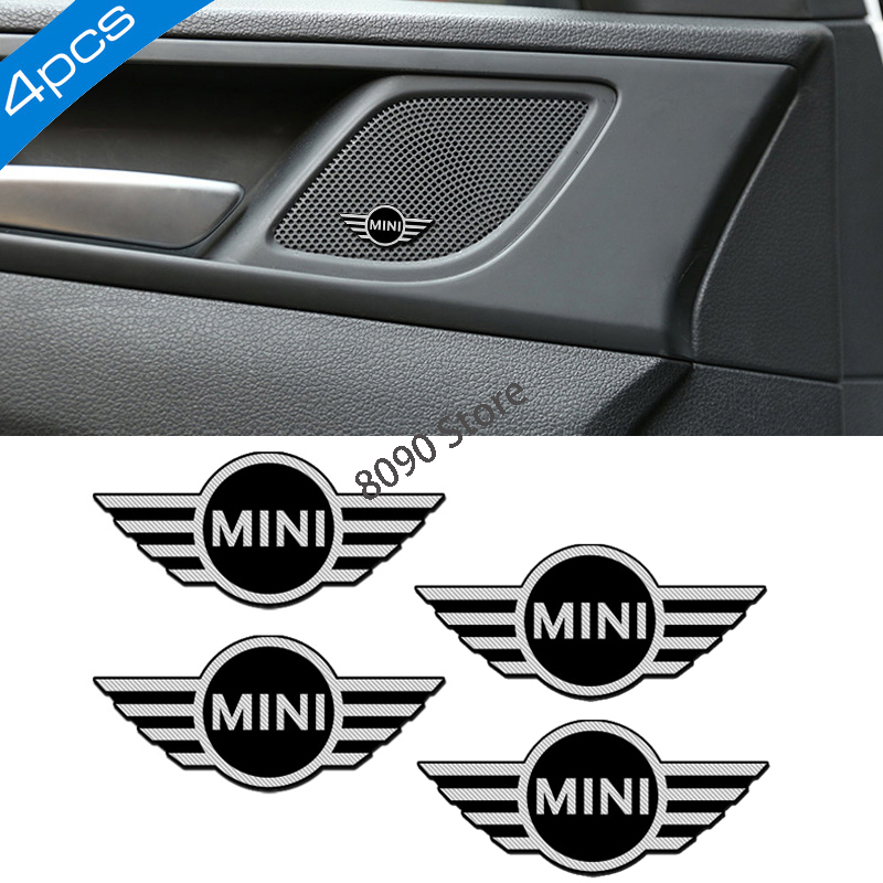4pcs/set Modified Car Logo Audio Sticker Auto Interior Central Control ...