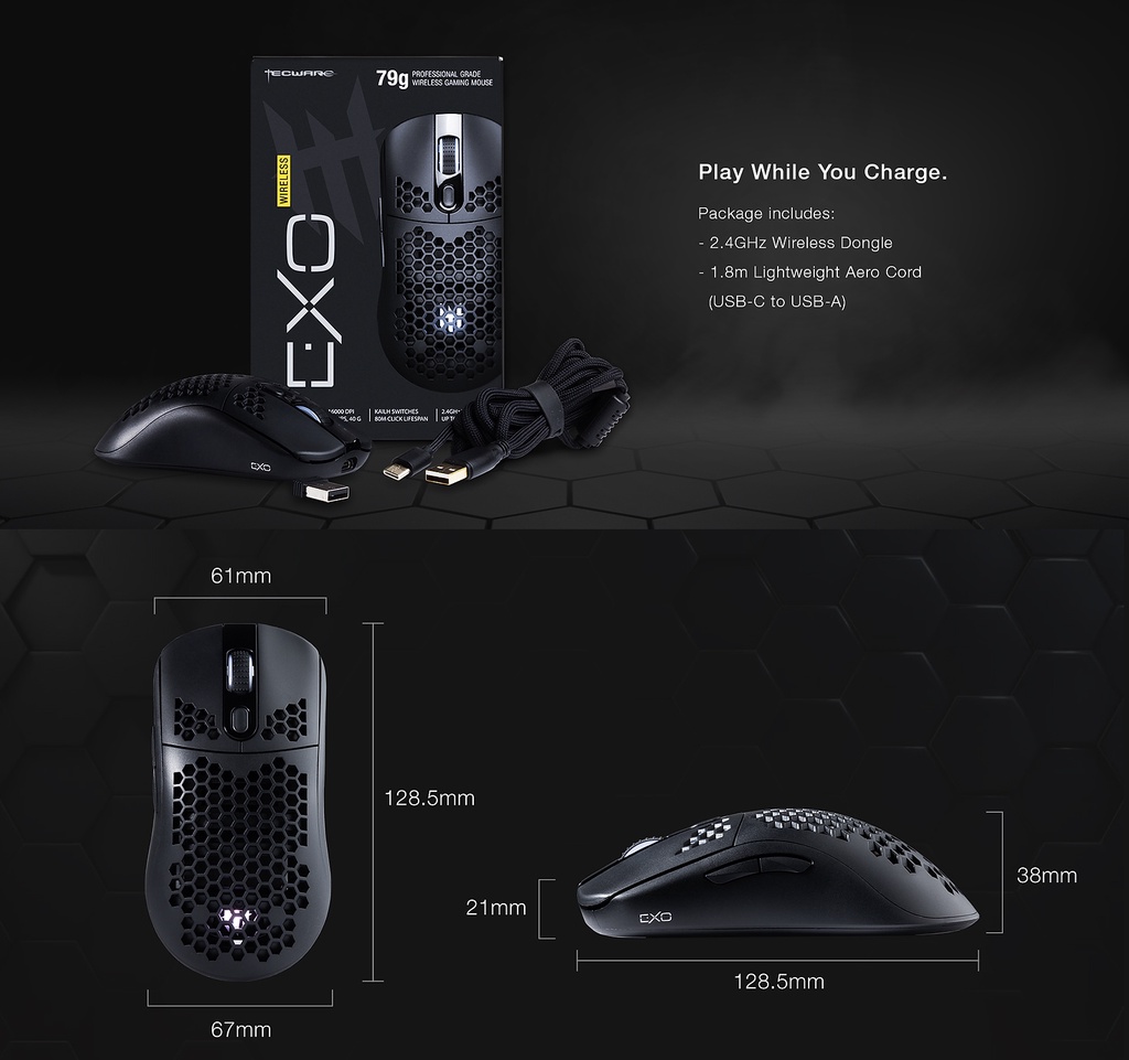 Tecware Exo Wireless RGB Gaming Mouse - (Black/White) | Shopee Malaysia