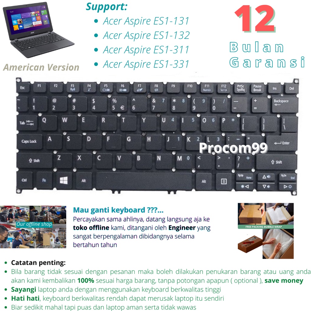 Acer Aspire ES1-132 Keyboard original product | Shopee Malaysia