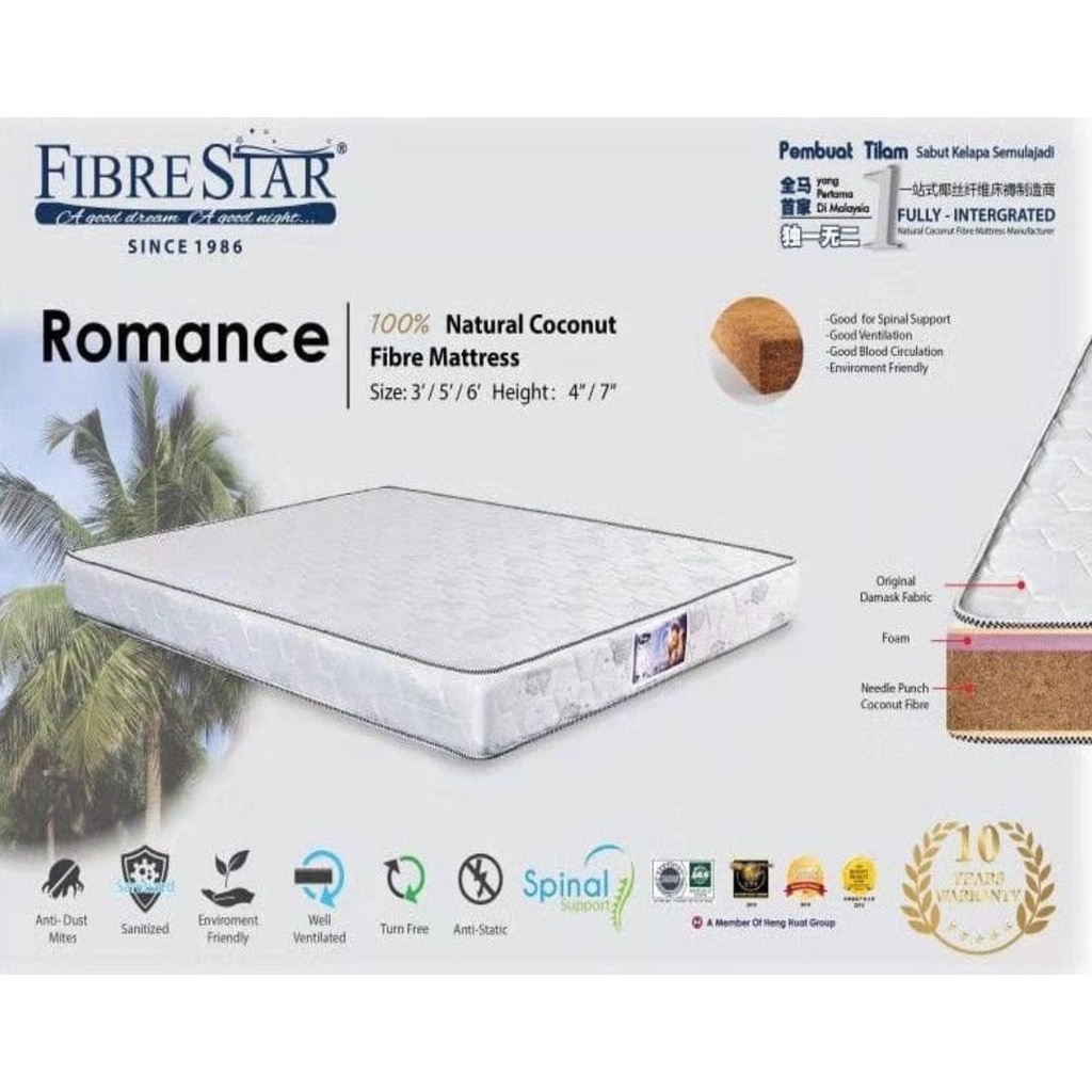 COCONUT FIBER MATTRESS, 7" thickness !! Available in Single, S.Single ...