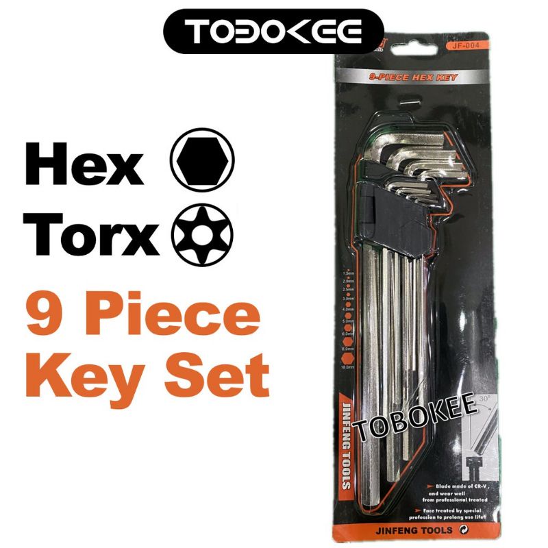 ⚒️9 Piece Ball Point Hex Torks Allen Key Set L Shape Wrench Tools ...