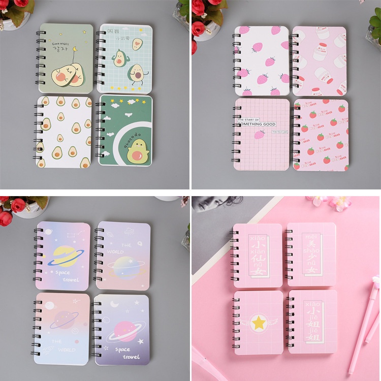 Student A7 mini coil this pink girl heart notebook(1 series of 4 colors ...