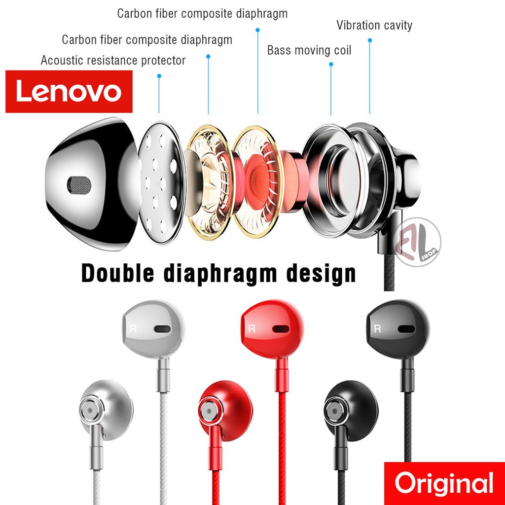 Original Lenovo HF140 Large Unit Semi In-Ear Metal Earphone with Mic ...