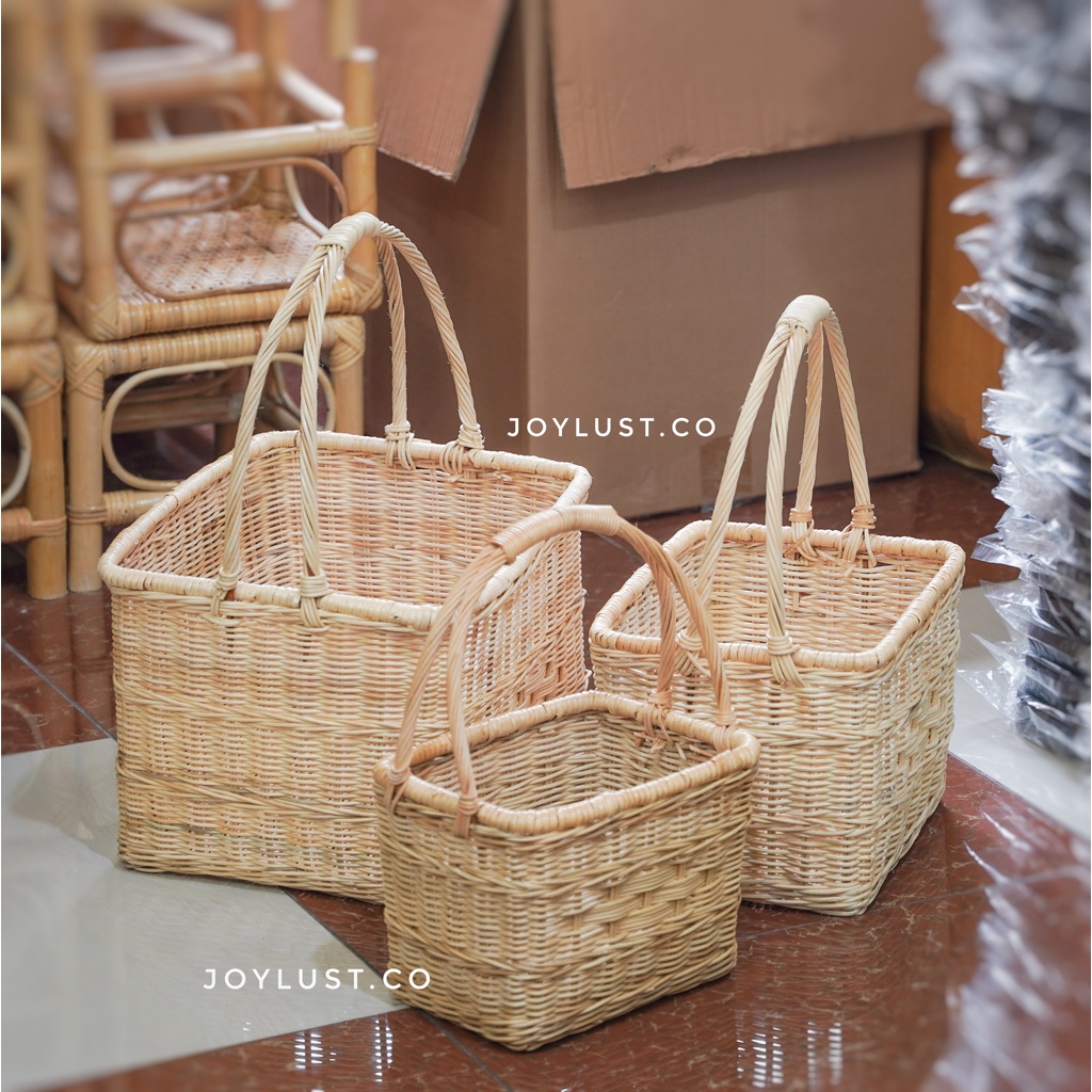 Bakul Rotan Tangkai Tinggi Rattan Basket Kucing Tapau Hamper | Shopee ...