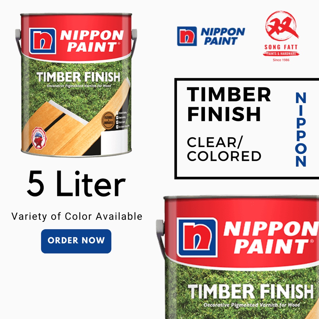 Nippon Timber Finish (Clear/Colour) 5L Gloss Cat Varnish/Cat kayu ...