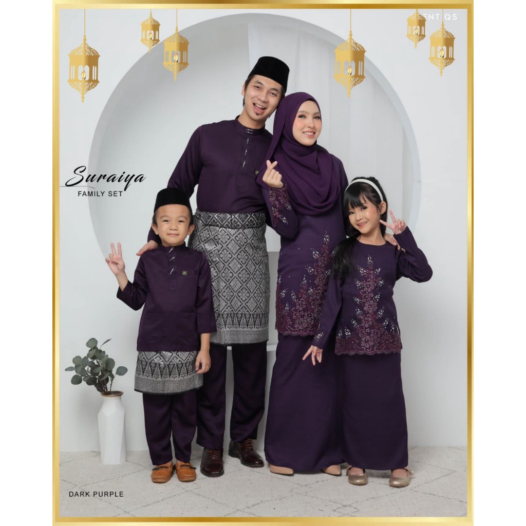 (DARK PURPLE) SET FAMILY RAYA 2022. BAJU RAYA SEDONDON IBU ANAK. SET ...