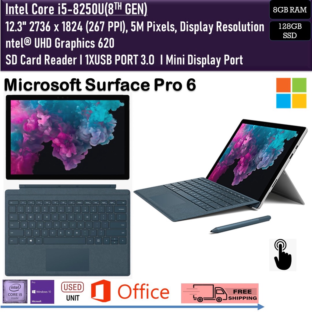 MICROSOFT SURFACE PRO 6 Intel® Core™ 8th Gen i5-8350U Intel® UHD ...