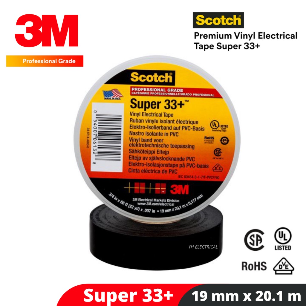 3M Scotch Super 33+ Vinyl Electrical Tape/Wire PVC Tape/Electrical ...