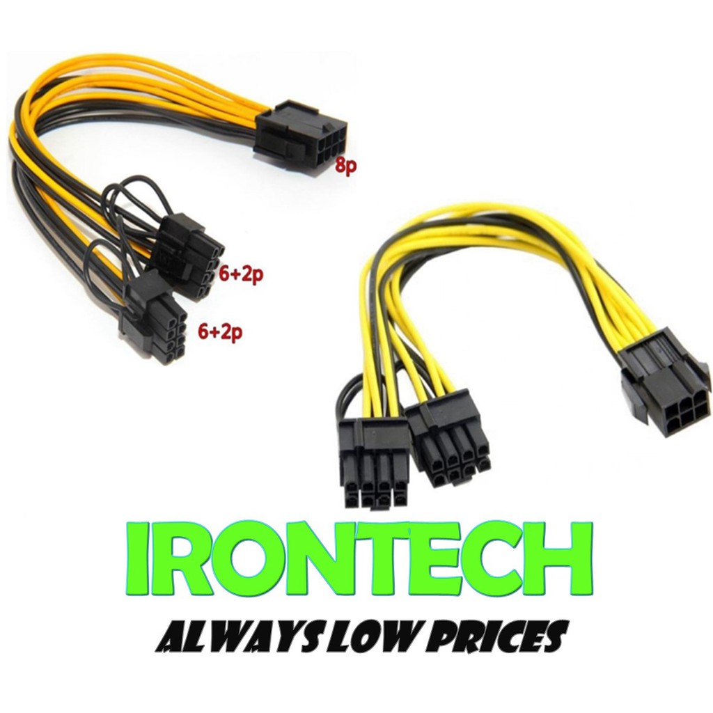 8 pin 6 pin CPU Female to Dual 2x 8Pin ( 6+2) GPU Male 6pin Power ...