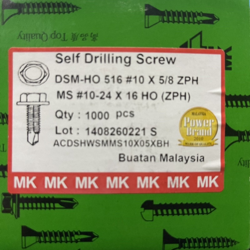 MK 516 DSM-HO #10X5/8 ZPH SELF DRILLING SCREW 1000PCS SKRU BESI C ...