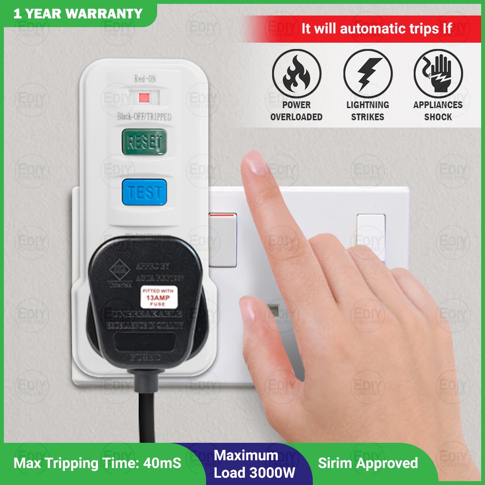 ELCB TRIPS & SOCKET TESTER TEST POWER SUPPLY SAFETY SM-ES1630 13 AMP ...