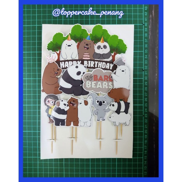 We Bare Bears Happy Birthday Decoration Set Cake Topper for Birthday ...