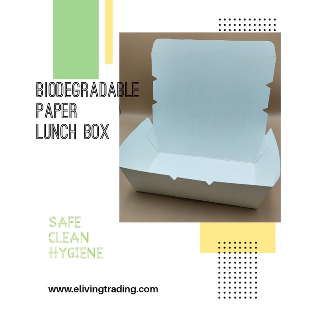 Biodegradable Paper Lunch Box M [White] / Bekas Kertas Kotak Makanan ...
