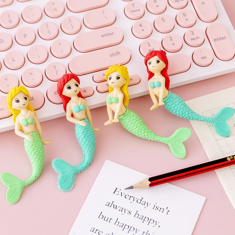 Mermaid eraser Creative cartoon eraser cute Mermaid shape rubber ...
