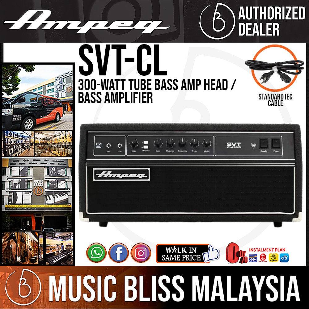 Ampeg SVT-CL 300-Watt Tube Bass Amp Head / Bass Amplifier (SVTCL ...