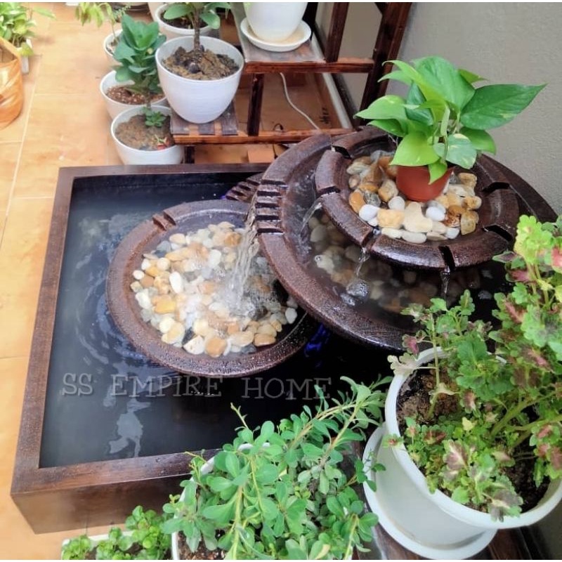 S08 Brown Feng Shui 3x3 Water Pond Fountain Garden Water Feature ...