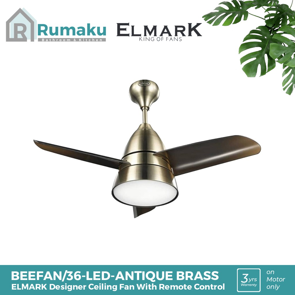 ELMARK Bee Fan 36'' Decorative Ceiling Fan With Light [ANTIQUE BRASS ...