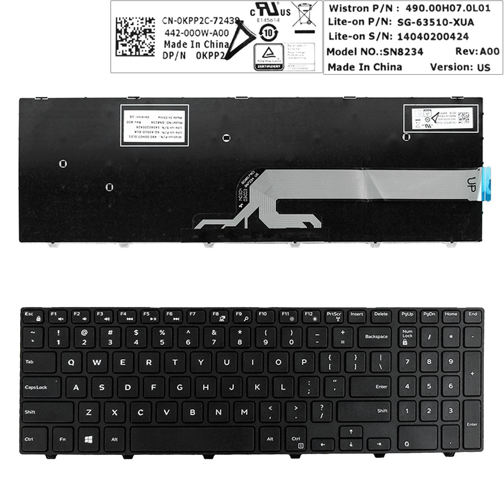 Laptop Replacement Keyboard For Inspiron 15 3541 3542 3543 3551 3558 ...