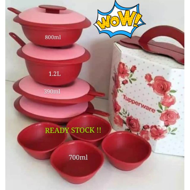 Tupperware Petit Royal Red Serving Set with Royal Bowl 700ml (12pcs ...