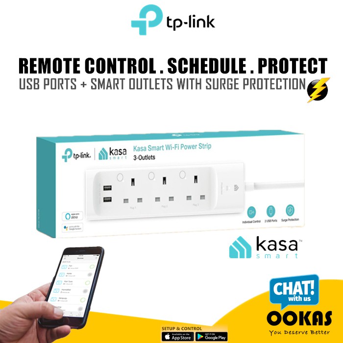 TP-Link KASA KP303 3 Outlets WiFi Smart Strip Power Extension Plug ...