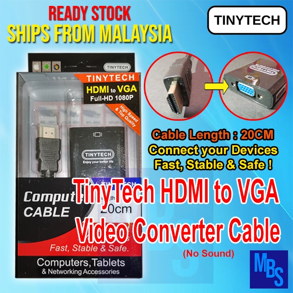 VGA Converter - TinyTech HDMI to VGA Video Converter Cable - Fast, Stable & Safe (Ready Stock ...