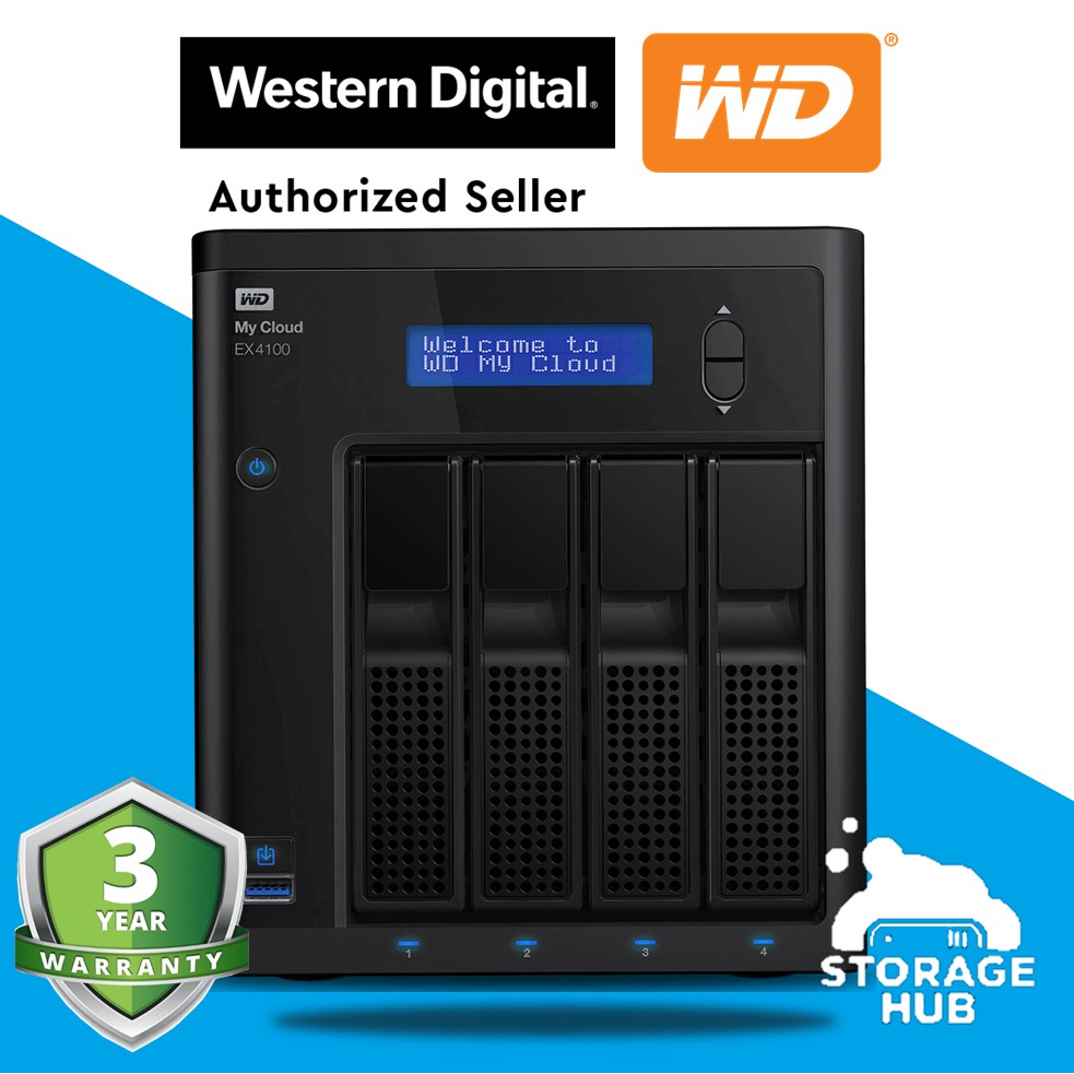Western Digital WD My Cloud EX4100 8TB/16TB 4 Bay Cloud Home NAS Back ...