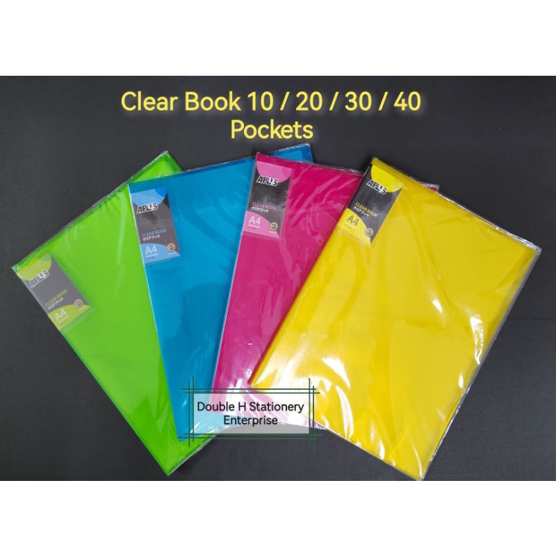 APLUS A4 PP Cover Clear Book 10 / 20 / 30 / 40 Pockets / Clear Holder ...