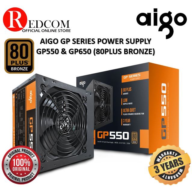 AIGO GP550&GP650 550W / 650W / 750W 80Plus Bronze Power Supply PSU - 3 ...