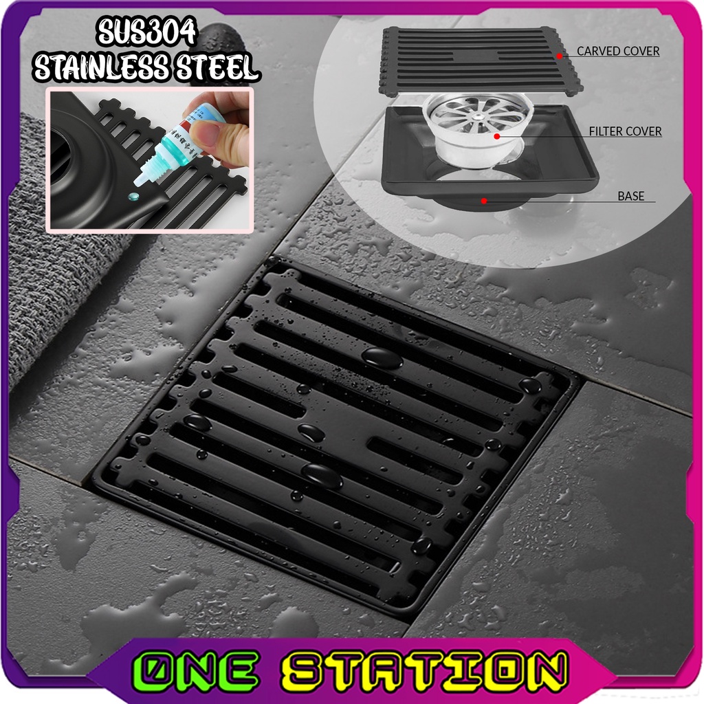 304 Stainless Steel Black Floor Drain Floor Trap Floor Grating With ...
