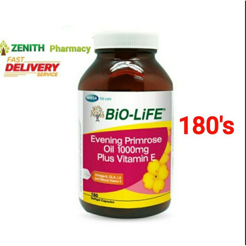 BioLife Evening Primrose oil Plus 180's Exp:11/2025 1000mg Vitamin E ...
