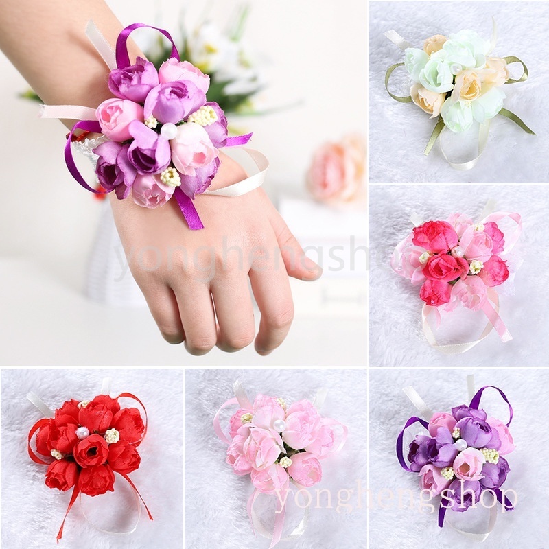 Bridesmaid Wrist Hand Flower Artificial Flower Bridal Wrist Flower ...