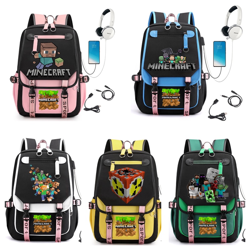 Minecraft Backpack for Women School Bag Laptop Bagpack for Men Student ...