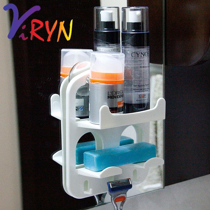 ViRYN Double Suction Cup Multi-purpose Rack Hanging Wall Shelf Storage ...