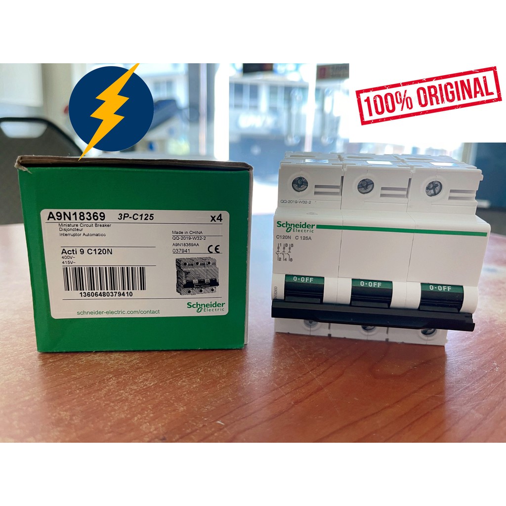 Schneider A9N18369 Miniature circuit-breaker, Acti9 C120N, 3P, 125 Amp , C curve, 10000 A ...